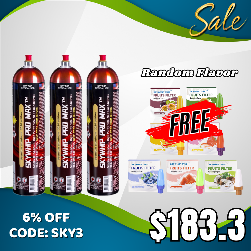 3 x 640G Aluminum Cream Chargers + Free Flavoured Nozzles - Startwhip ...
